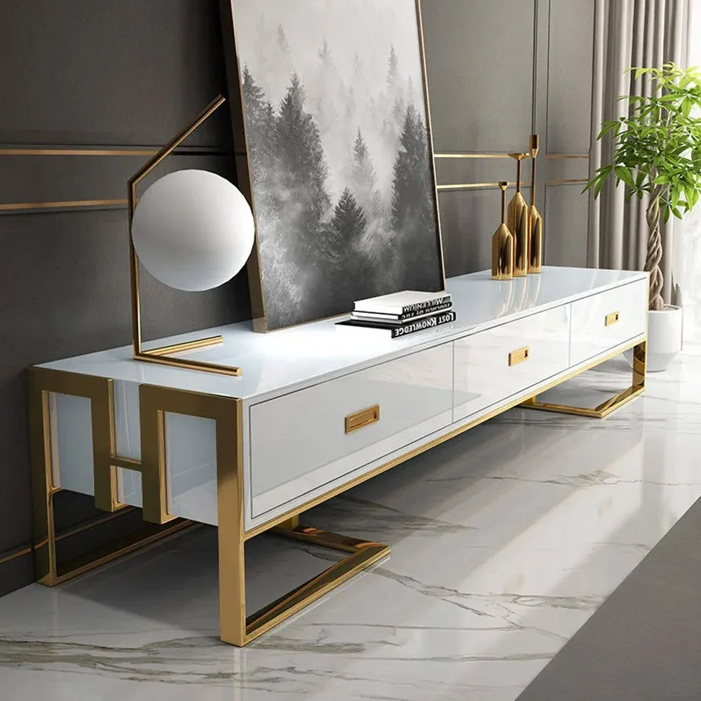 Buy Modanio Modern Jocise White and Gold TV Console